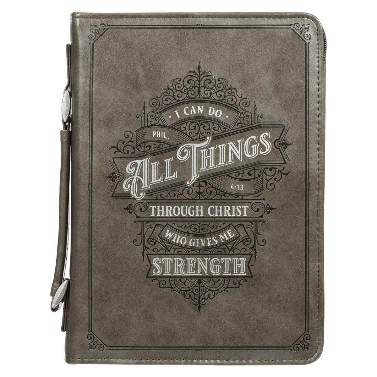 All Things Filigree Gray Faux Leather Classic Bible Cover - Philippians ...