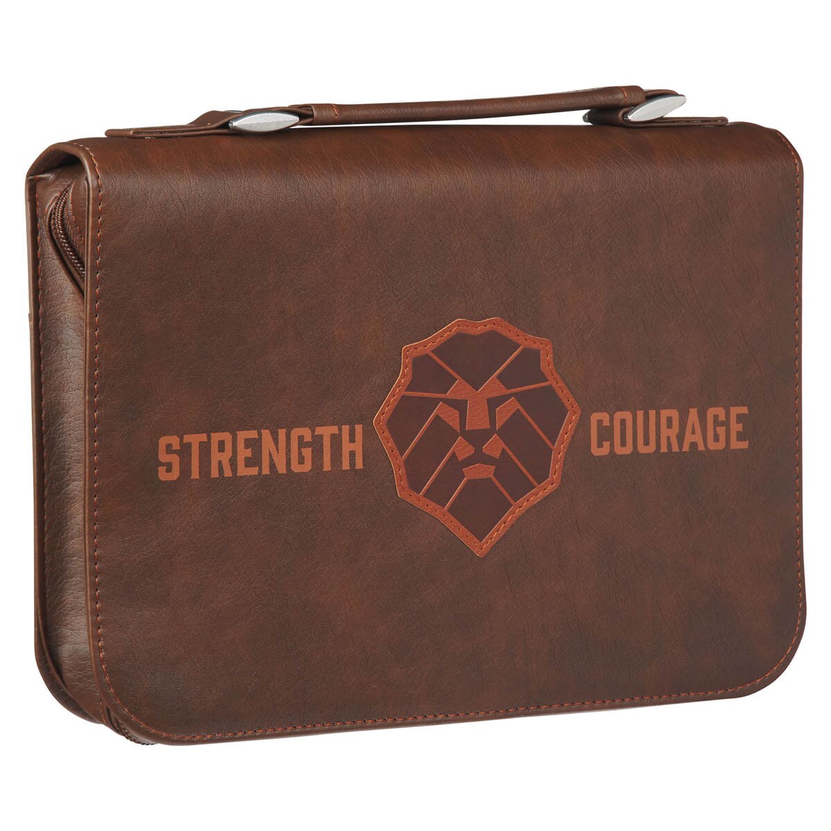 Strength and Courage Honey-brown Faux Leather Classic Bible Cover ...