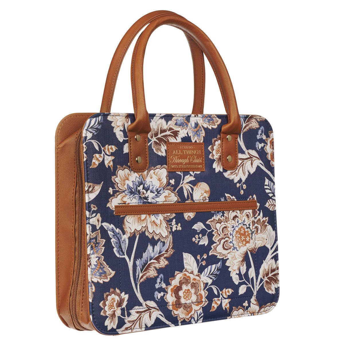 I Can Do All Things Toffee-brown and Navy Purse-style Bible Cover ...