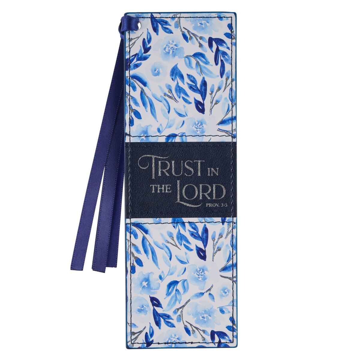 Trust in the Lord Blue Botany Faux Leather Bookmark Prov 3:5