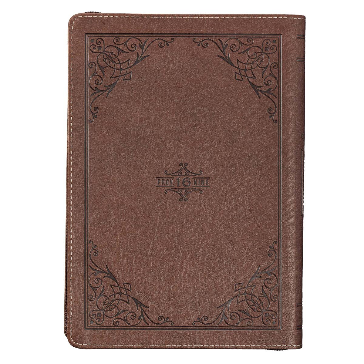 A Man's Heart Classic Faux Leather Zippered Journal in Brown - Proverbs ...