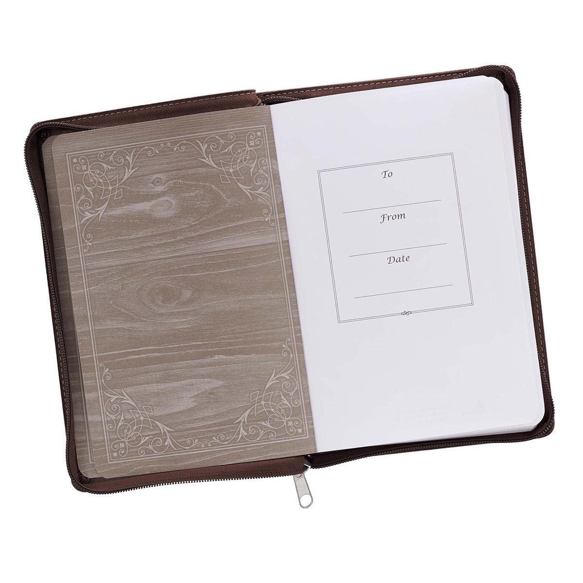 A Man's Heart Classic Faux Leather Zippered Journal in Brown - Proverbs ...