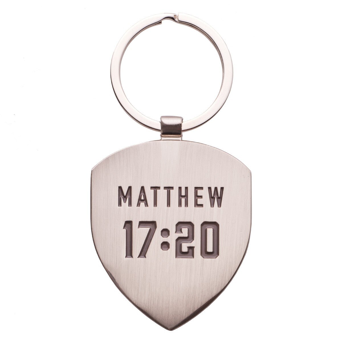 Faith Mountain Vista Silver Metal Key Ring - Matthew 17:20