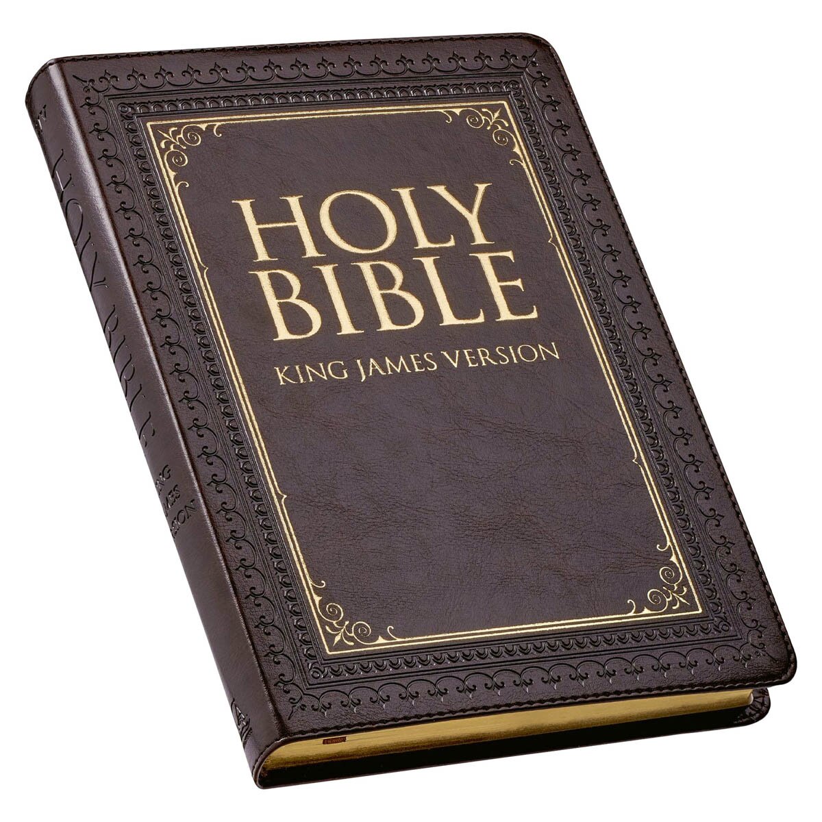 Dark Brown Faux Leather Large Print Thinline King James Version Bible ...