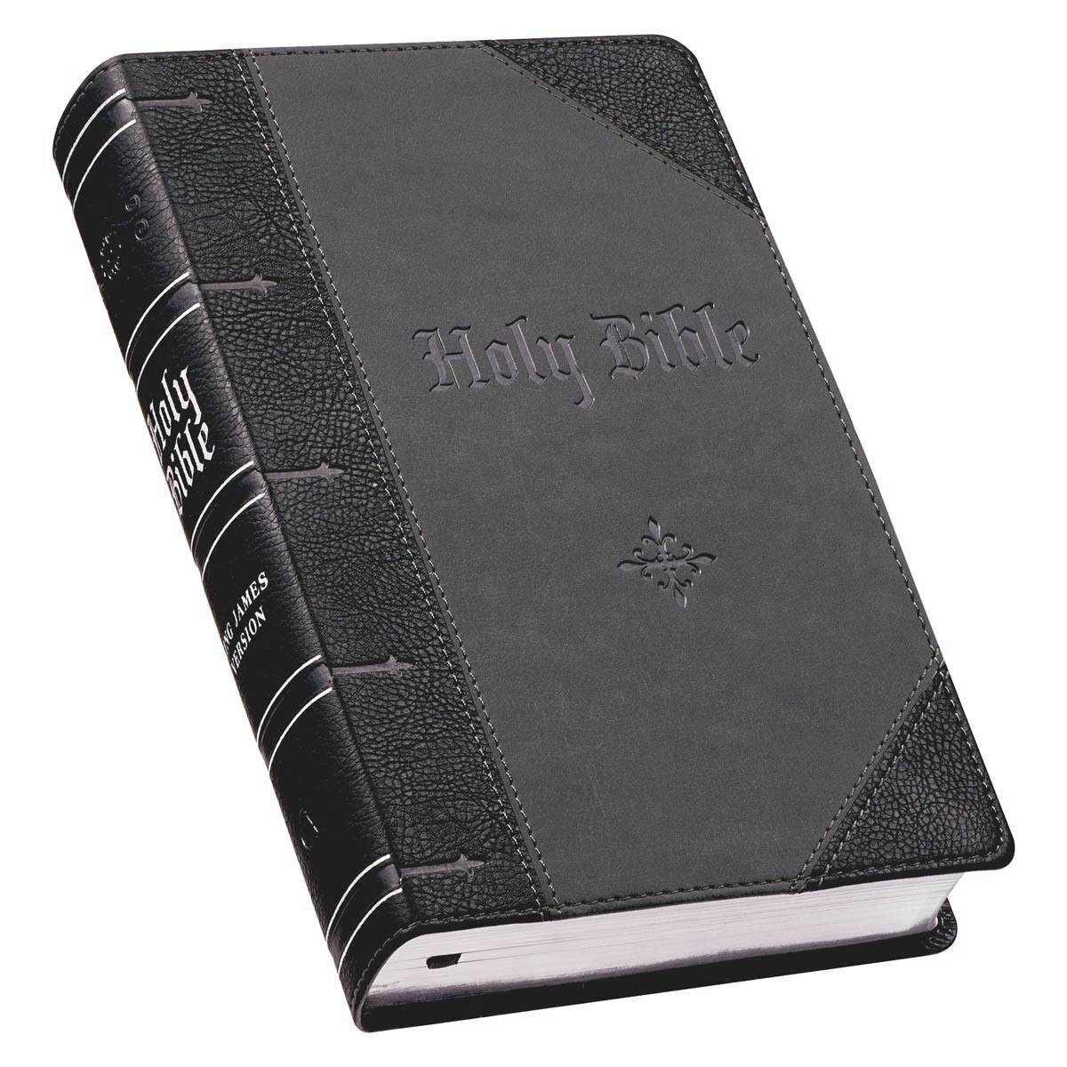 Black and Gray Two-tone Faux Leather Giant Print Standard-size Bible ...
