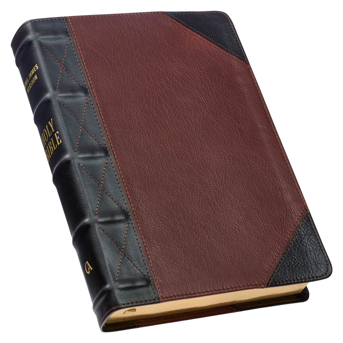 KJV Giant Print Full-Size Bible Two-Tone Brandy/Brown Full Grain ...