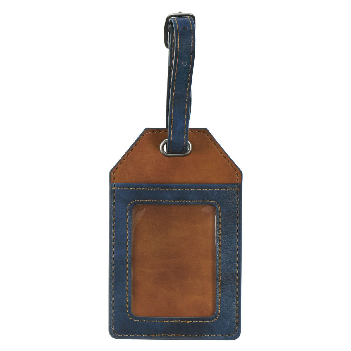 Strong and Courageous Butterscotch and Navy Faux Leather Luggage Tag ...