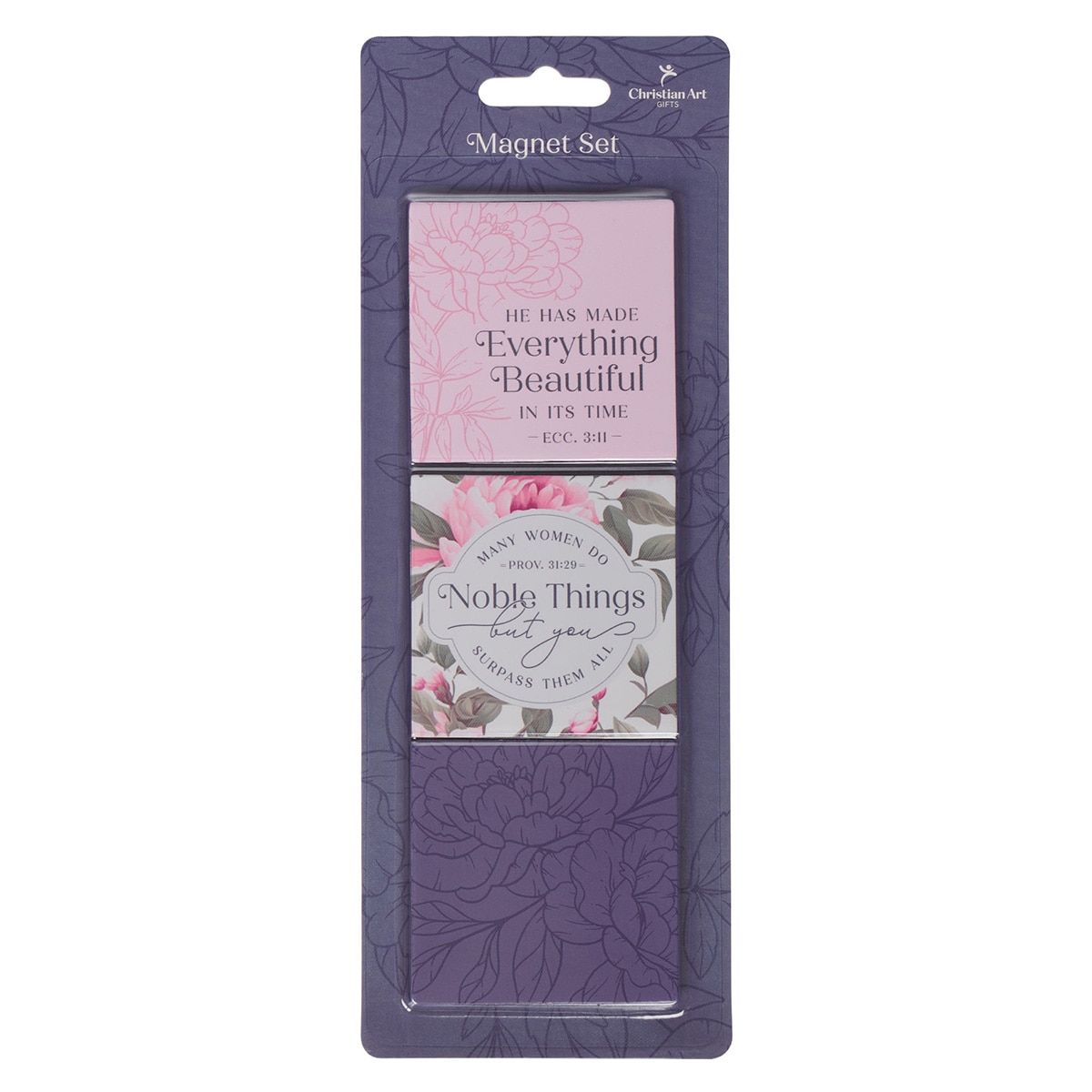 Noble Things Pink Floral Magnet Set - Proverbs 31:29