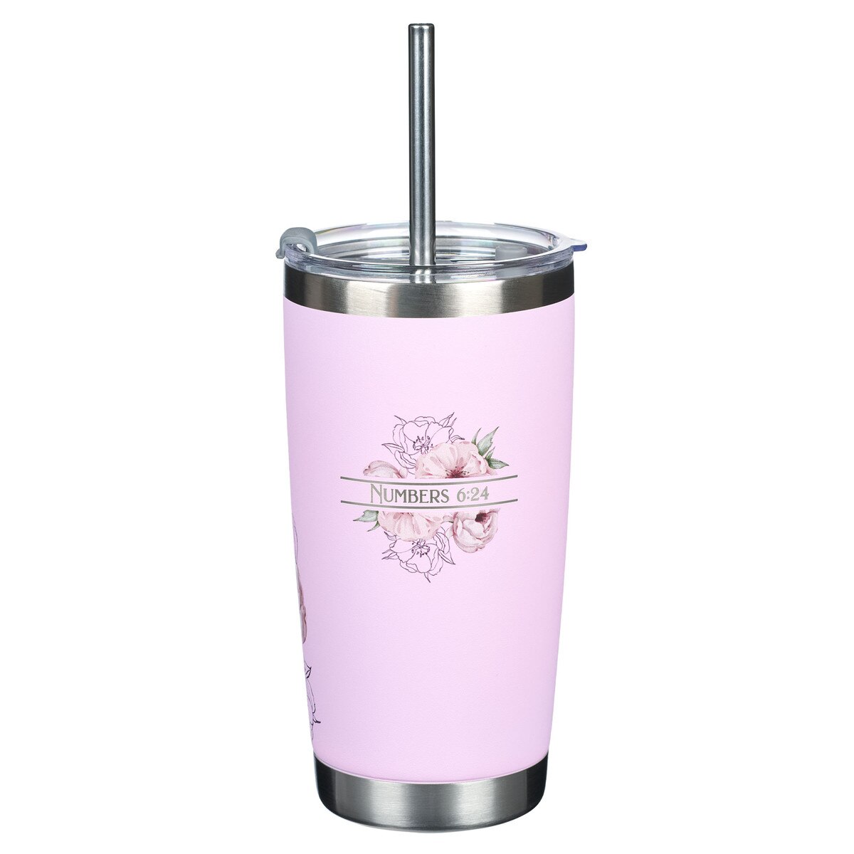 Bless You and Keep You Pink Floral Stainless Steel Travel Tumbler with ...
