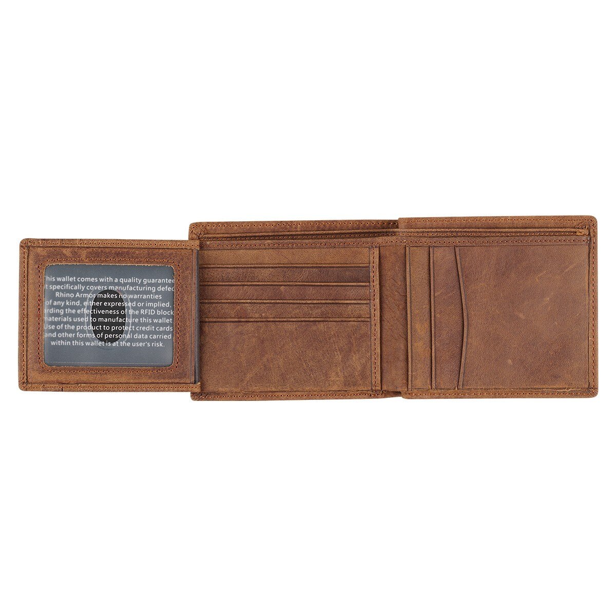 Men's Timber Spice Brown Full Grain Cowhide Leather Bifold Rhino Armor ...